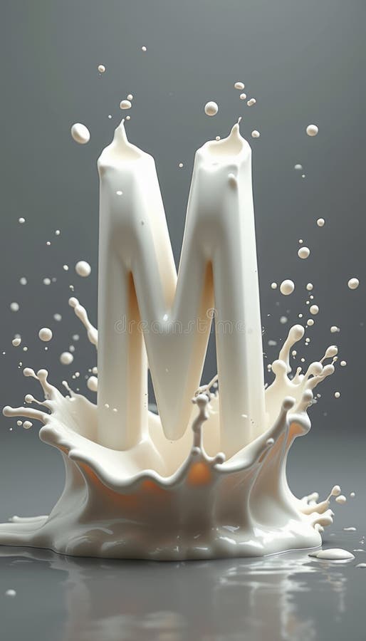 Dynamic Splash of Milk Forming the Letter M Stock Image - Image of ...