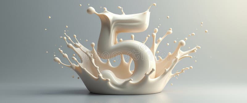 Dynamic Splash of Milk Forming the Number Five Stock Photo - Image of ...