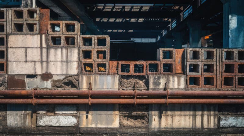Rusty Concrete Blocks Create an Industrial Pattern in this Urban ...