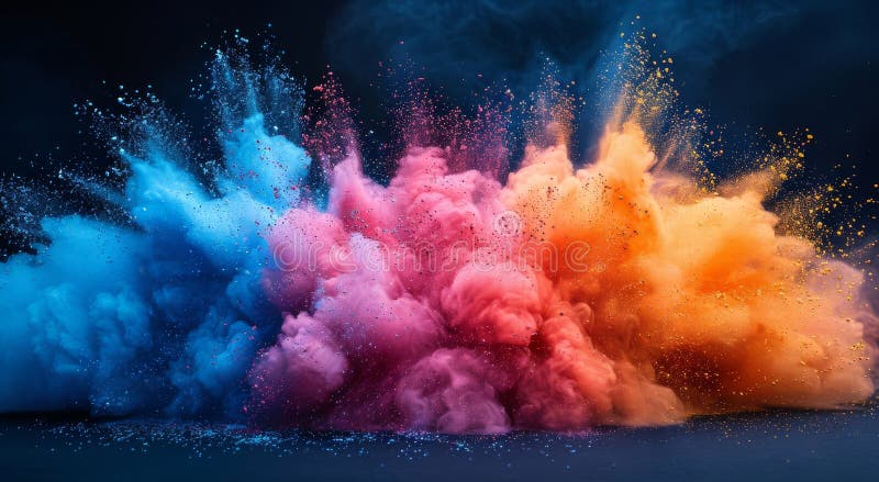 Spectacular Explosion of Colorful Powdered Paint Against a Dark ...