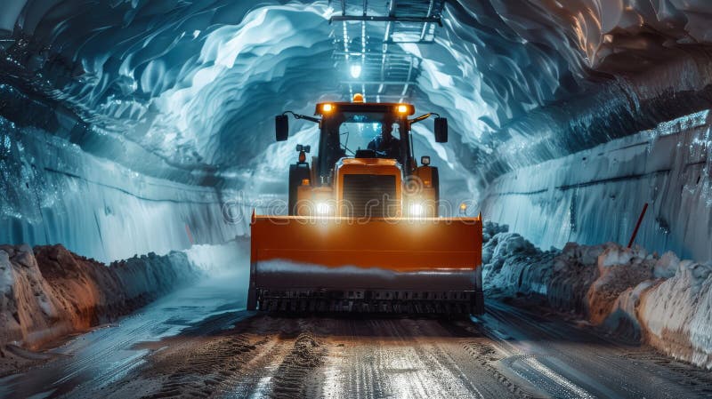 Impressive Snowplow Clearing a Snow-covered Road in a Glowing Ice ...