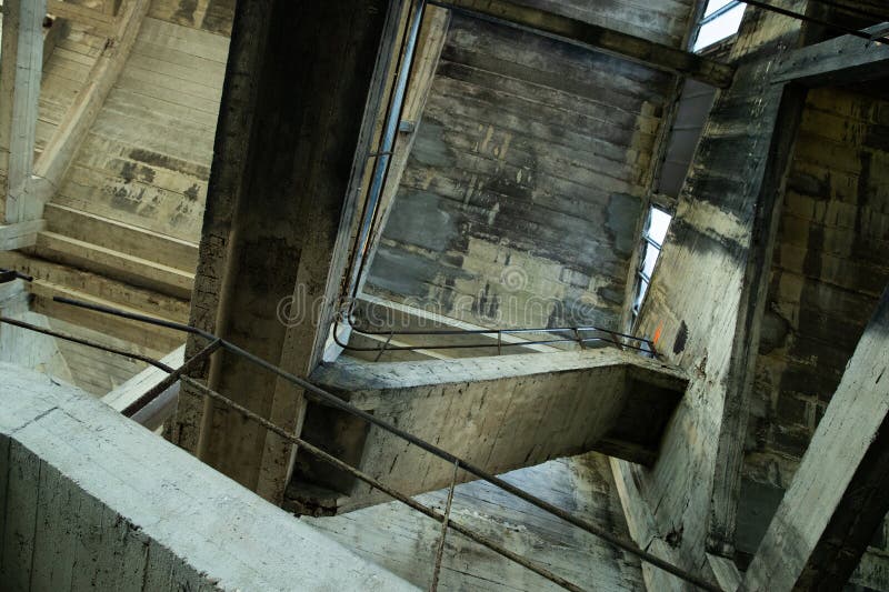 Abandoned Industrial Staircase with Weathered Concrete and Rusted ...