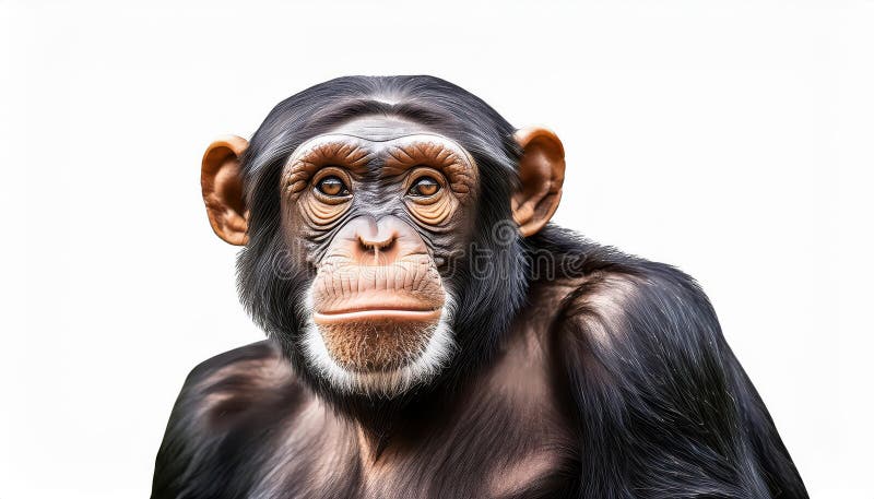 Intelligent Chimpanzee Portrayed Against a Clean Backdrop, Showcasing ...