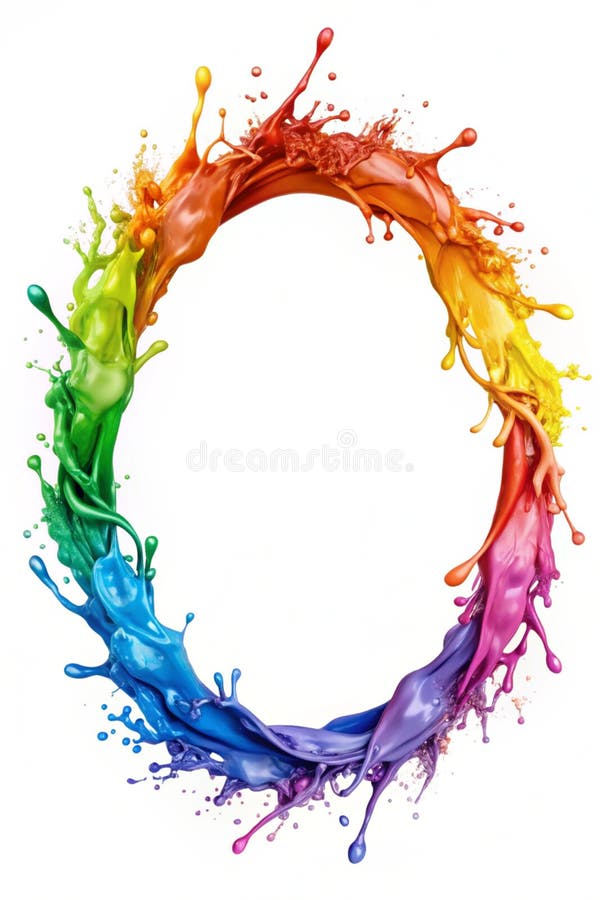 Colored Paints Splashes Circle, Isolated on White Background Stock ...