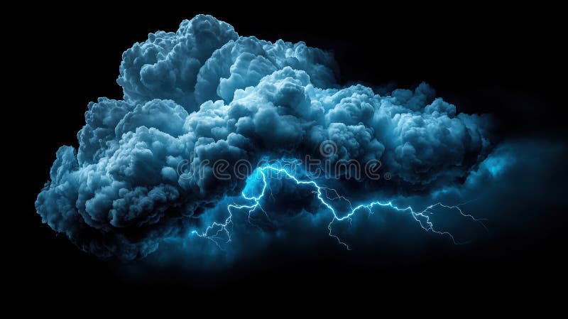 Thunderstorm Cloud with Dramatic Lightning Strikes in Dark Sky Stock ...