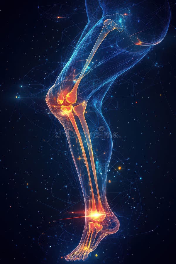 Abstract Illustration of a Human Leg Highlighting Knee Joints with Pain ...