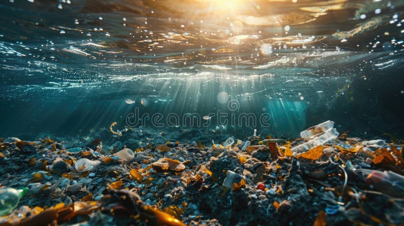 Ocean S Glowing Menace: Underwater Plastic Pollution and Garbage Stock ...