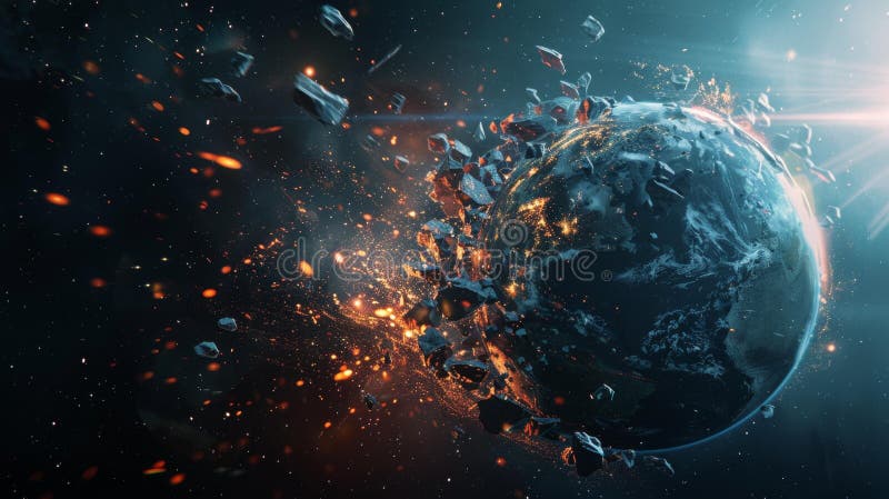 Earth Explosion in Space, Generative AI Stock Photo - Image of visual ...