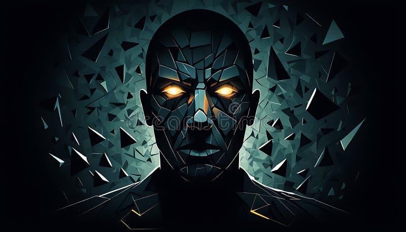 AI Fractured Face stock illustration. Illustration of definition ...