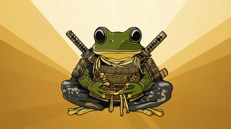 Samurai Frog stock illustration. Illustration of pose - 372913172