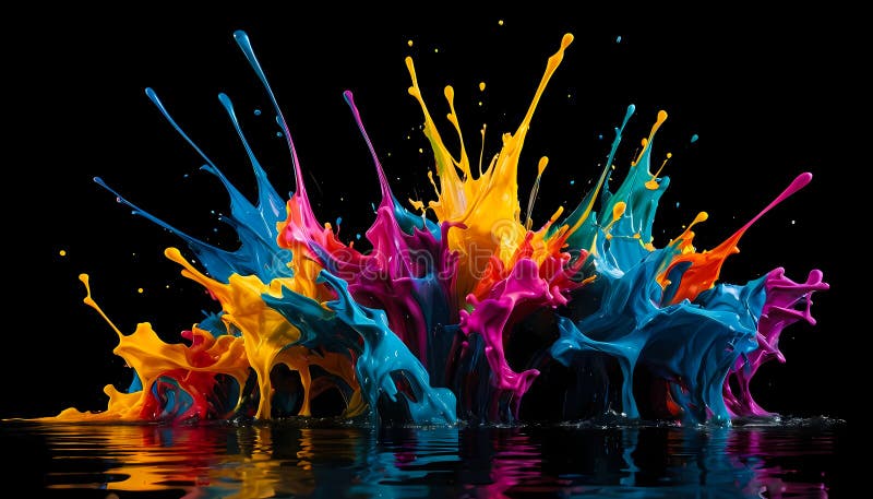 Vibrant CMYK Paint Explosion Stock Illustration - Illustration of ...