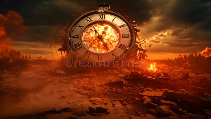 A Striking Image Displaying a Sizable Clock Precariously Perched Atop a ...