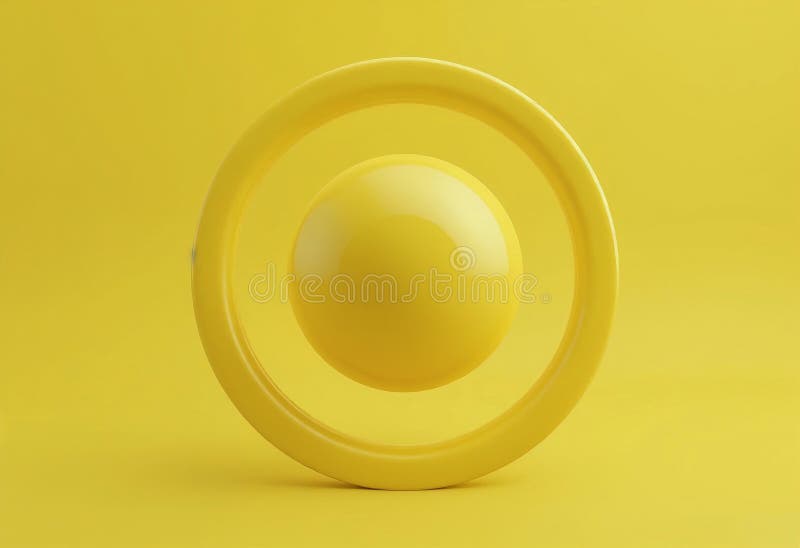 Abstract Yellow Sphere and Ring Composition Against a Seamless Yellow ...