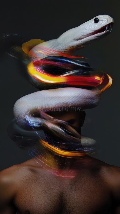 Abstract Representation of a Snake Entwined Around a Man S Head ...
