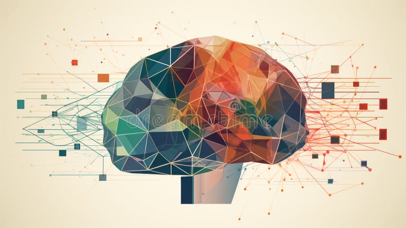 Abstract Colorful Human Brain. Generative AI. Stock Illustration ...