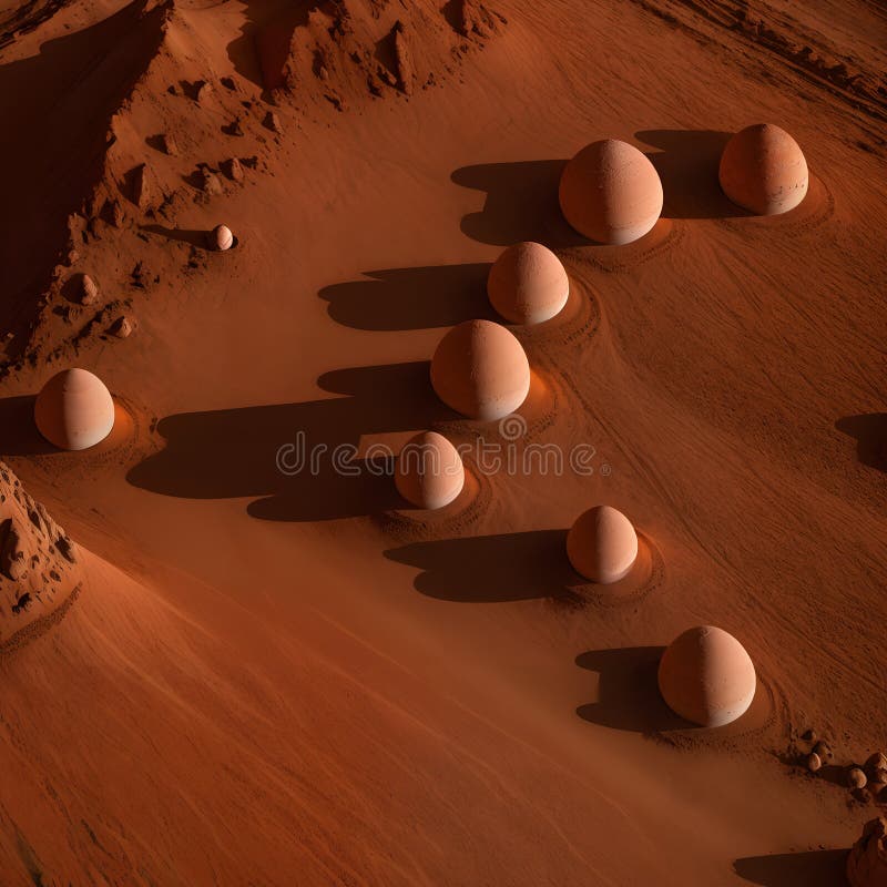 Alien Desert Landscape with Egg-Shaped Formations Stock Photo - Image ...