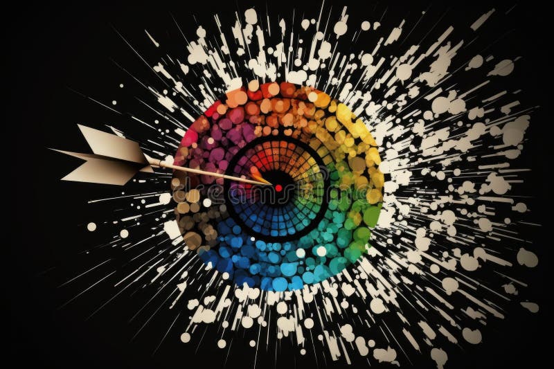 Archery Target with Colorful Splashes on Black Background Stock ...