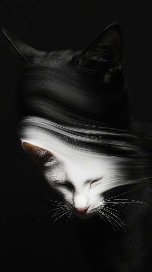 Artistic Representation of a Cat with a Blurred Effect on Its Face ...