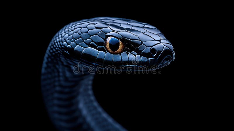 Dark and Striking: Artistic Black Mamba Coiled on a Shadowy Background ...