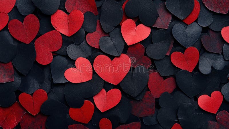 Heartfelt Romance: Red and Black Hearts Background Stock Illustration ...