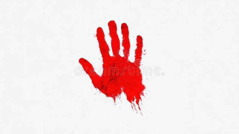 Bold Red Handprint Symbolizing Creativity and Artistic Expression on ...
