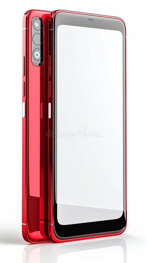Bold Red Smartphone Mock-up for Vibrant App Displays Stock Illustration ...