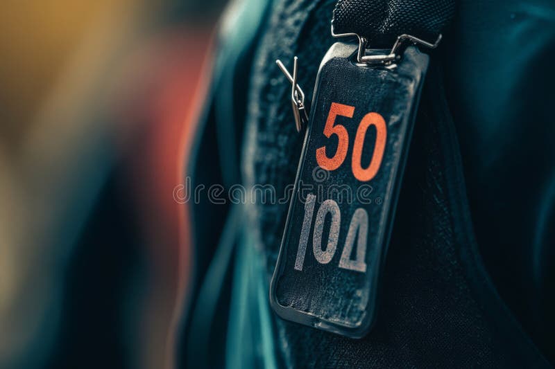 A Close-up of a Badge Displaying the Numbers 50 and 10D. the Unique ...