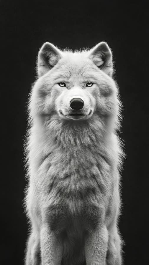 Intense Gaze of a White Wolf Captured in Striking Monochrome Detail ...