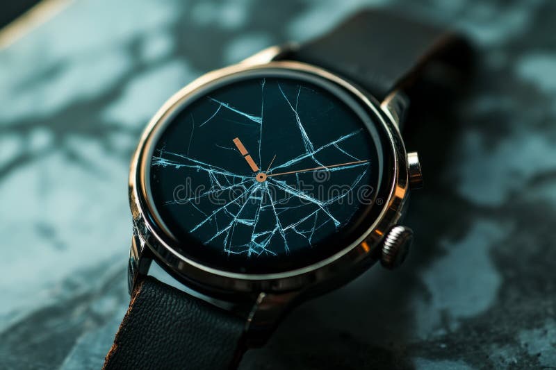 A Close-up of a Broken Watch with a Cracked Glass Face. this Image ...