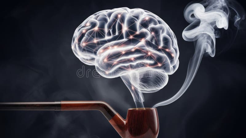 A Surreal Representation of a Brain Emitting Smoke from a Pipe ...