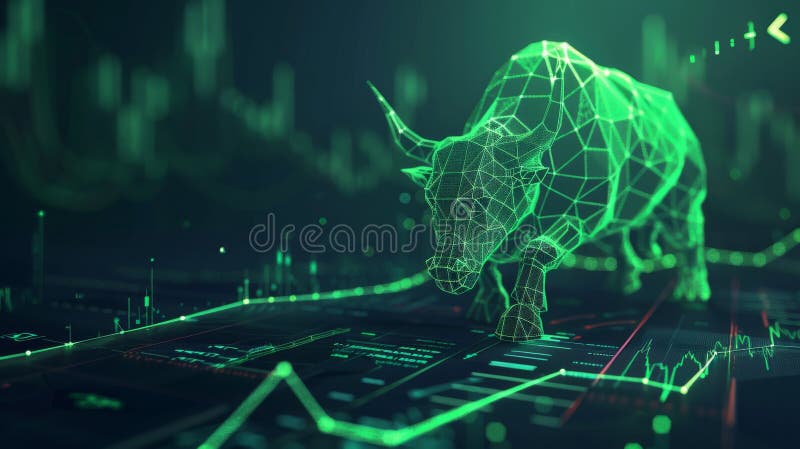 Bull Market Concept with Glowing Digital Graph, Symbolizing Economic ...