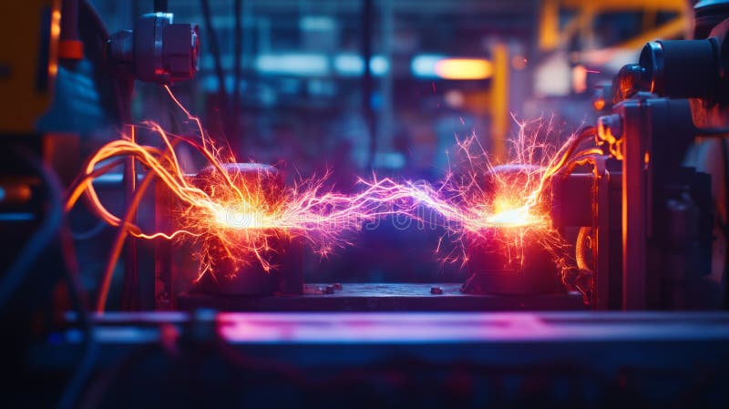 Dynamic Electric Arcs Illuminate a Futuristic Setting. the Vibrant ...