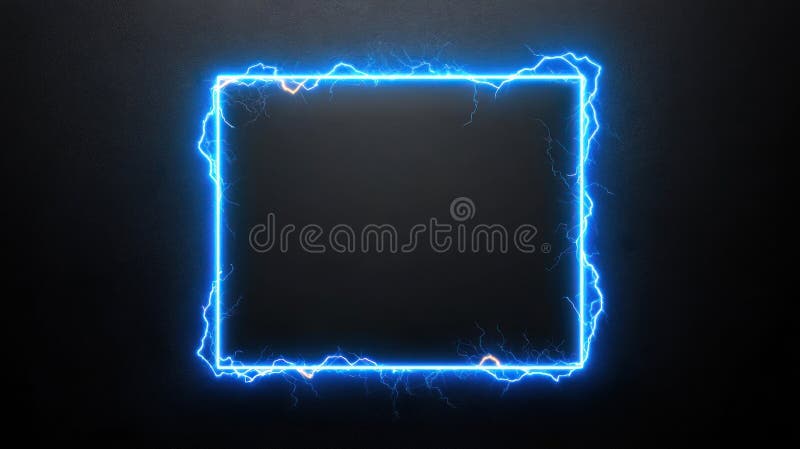 Electric Blue Lightning in a Dynamic Rectangular Frame on Black ...