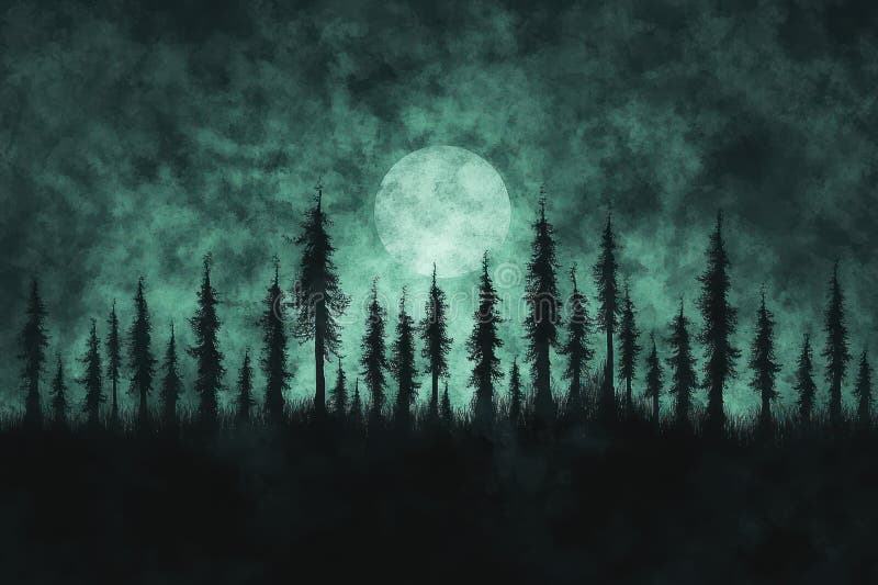 Enigmatic Silhouette Border of a Dark Forest Stock Illustration ...