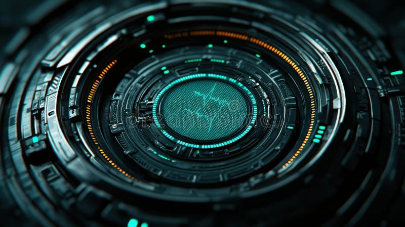 Futuristic Circle Design with Neon Glows and Digital Patterns for ...