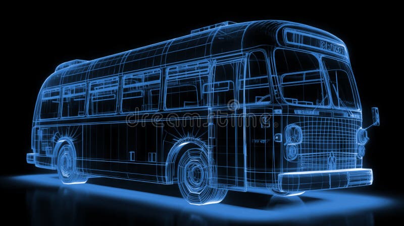 Glowing Wireframe of a City Bus: Technical and Futuristic Stock Photo ...