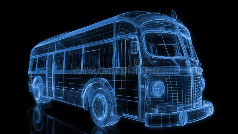 Glowing Wireframe of a City Bus: Technical and Futuristic Stock Photo ...