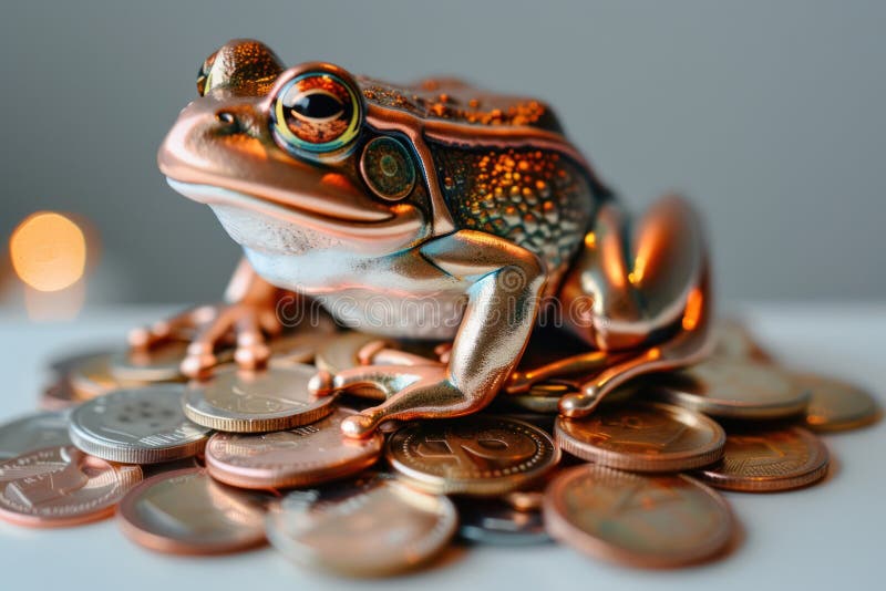 Golden Frog Atop Fortune: Symbol of Wealth and Prosperity Stock ...