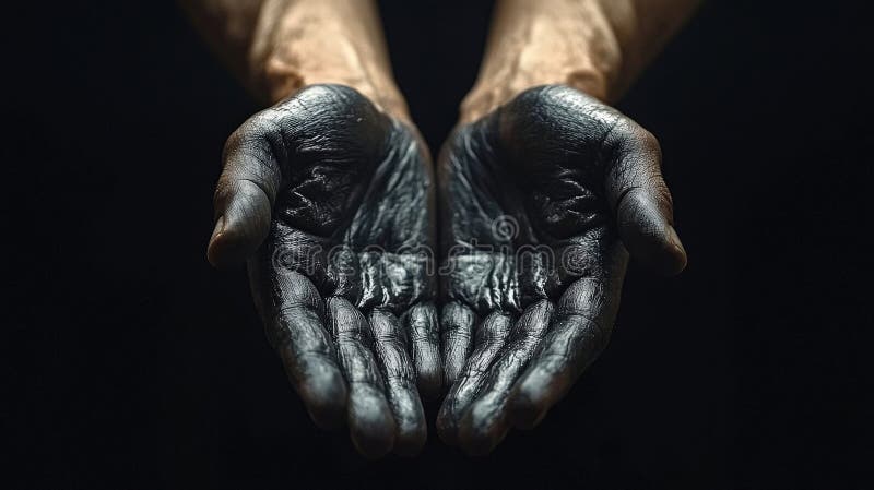 Hands with Black Texture Capturing Emotion and Contrast on a Dark ...