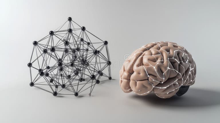 Human Brain Visualized with Neural Network and AI Concept Stock ...