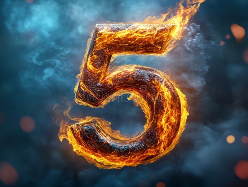 Fiery Number Five with Flaming Effects and Smoky Background for ...