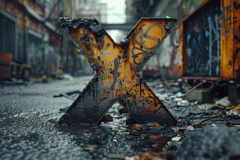 Urban Typography: Graffiti Font X in Black Spray Paint Stock ...