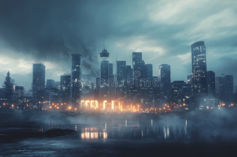 Urban Skyline with Social Impact Message Stock Illustration ...