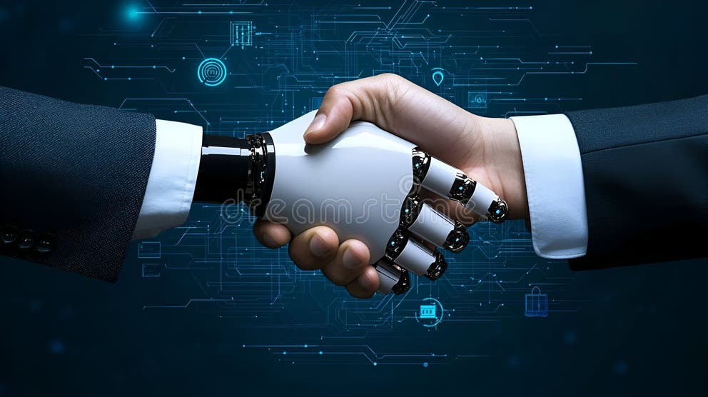 Human and Robot Handshake, Symbolizing Collaboration and Technological ...