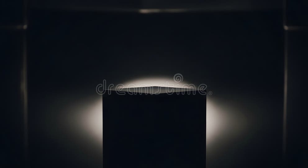 Mysterious Dark Cube Illuminated by Radiant Light, Standing on an ...