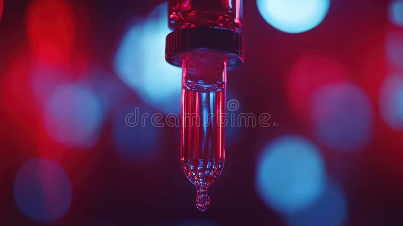 A Striking Image Featuring a Red Light and a Blue Light Illuminating ...