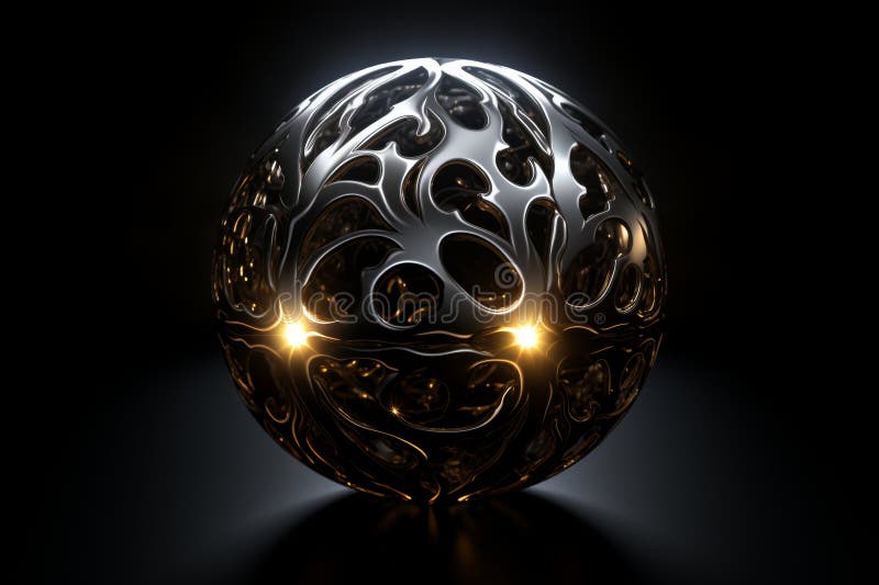 Glowing Ornate Sphere on Dark Background Stock Illustration ...