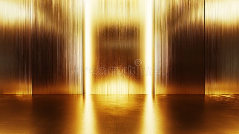 Golden Metallic Background with Bright Light Streaks and Reflective ...