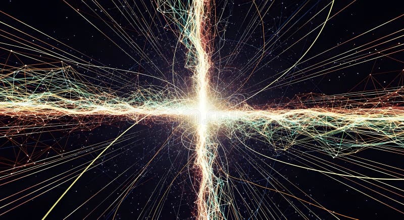 Dynamic Cross of Light Beams Radiating from a Central Point in Space ...
