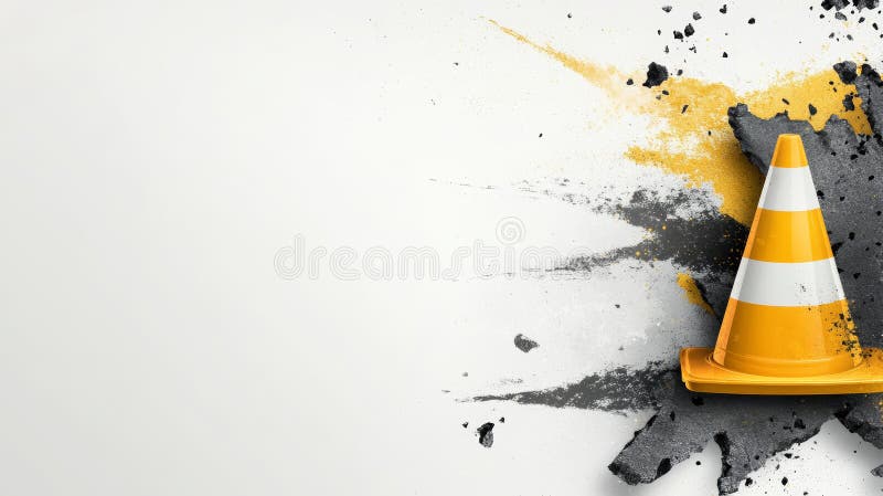 A Striking Image Featuring a Yellow Traffic Cone Against a Painted Wall ...
